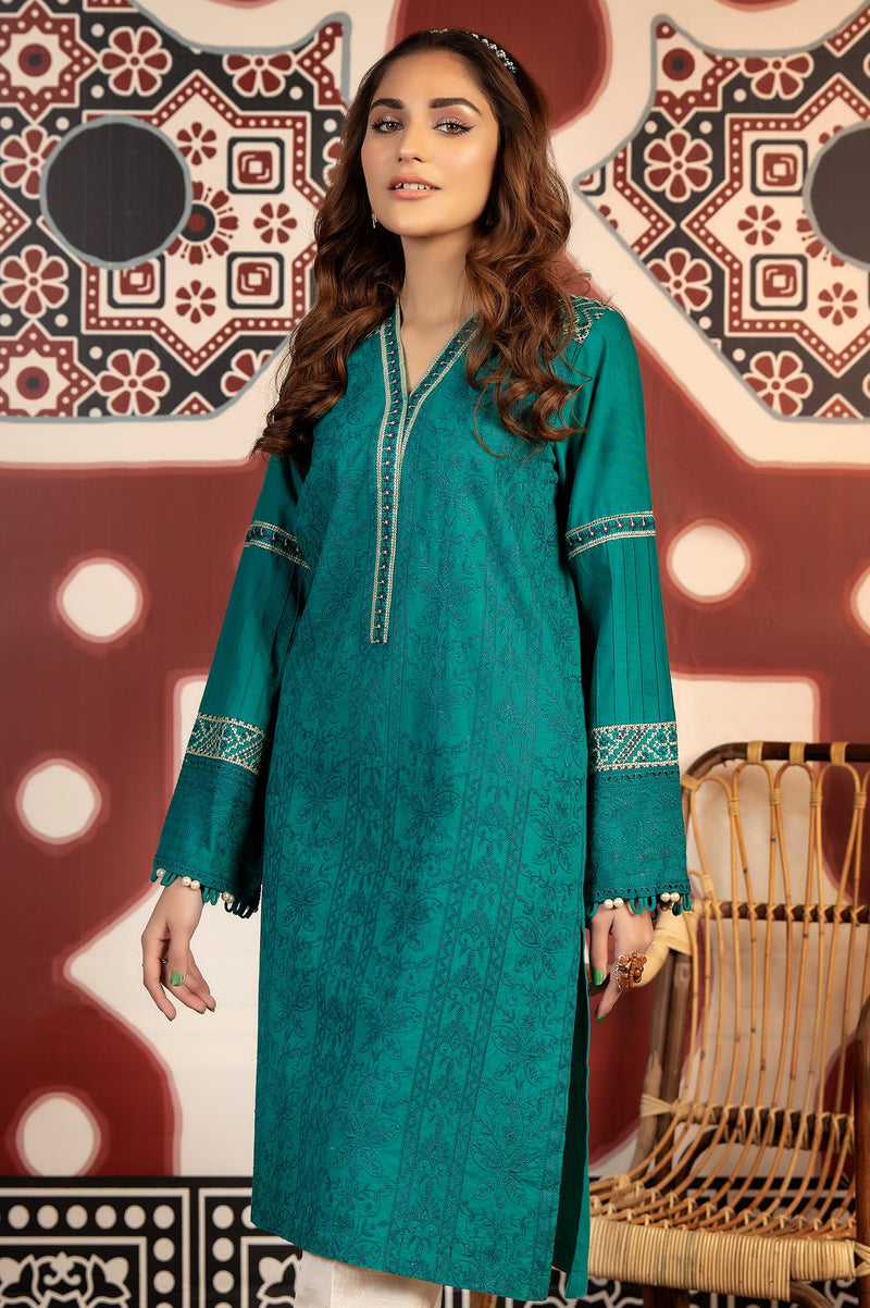 Deep Aqua - Exclusive Embroidered Lawn Stitch Kurti – Pakistan Fashion ...